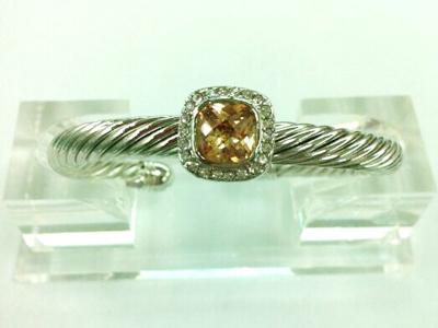 China (B-38)Fashion Jewelry Silver Plated Cable Bracelet with Citrine Cubic Zircn Bangle for sale