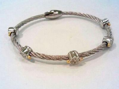 China (B-98)Fashion Designer Jewelry Silver Plated Pave Cubic Ziorcon Cable Bracelet for sale