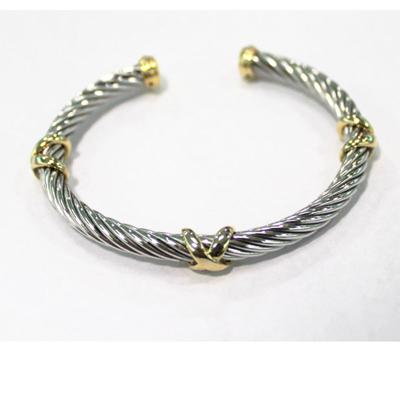 China (B-97)Fashion Designer Jewelry Gold Silver Twon Tone Plated 3 X Cable Bracelet for sale