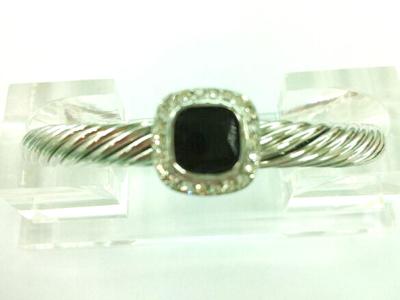 China (B-32)Fashion Jewelry Silver Plated Cable Bracelet with Black Onyx Cubic Zircon for sale