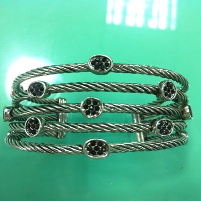 China (B-30)Classic jewelry 5-Row Multi Stone colourful Confetti Pave Back Cubic Zircon Cuff for sale
