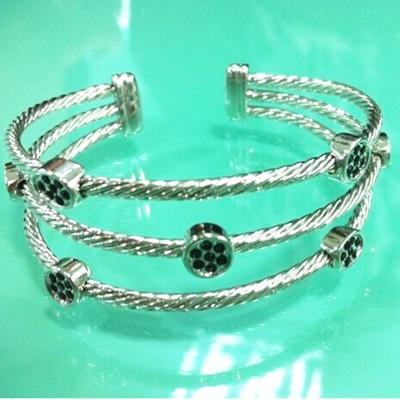 China (B-99)New Style Fashion Jewelry Pave High Quality Black Cubic Zircon 3-Row Cuff Bracelet for sale