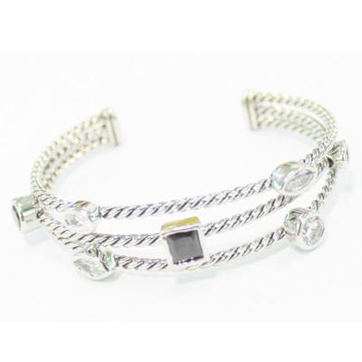 China (B-79) Fashion Jewelry 5-Row Multi Stone Colourful Cubic Zircon Cuff Bracelet for sale