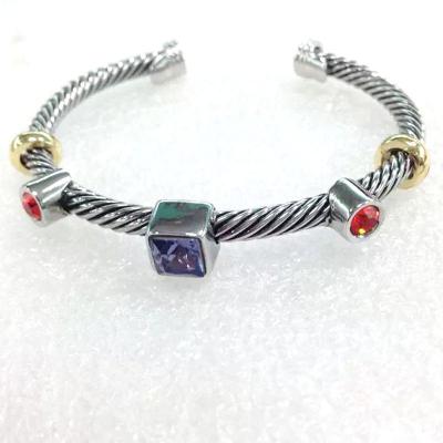 China (B-73) Fashion Women Bracelet Silver Gold Tone Plated Three Stones Purple Cubic Zircon for sale