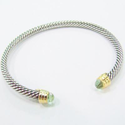 China (B-52)Fashion Jewelry Gold Silver Tone Plated Cable Bangle with Green Cubic Zircn for sale