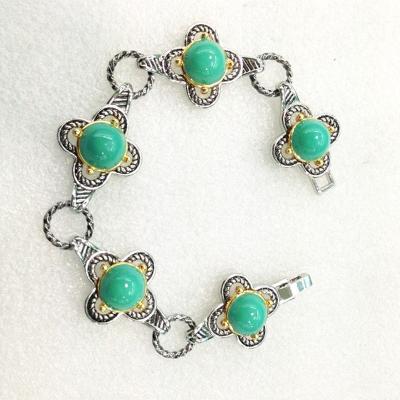 China (B-117) New Style Fashion Jewelry Two Tone Silver Plated Turquoise Link Bracelet for sale