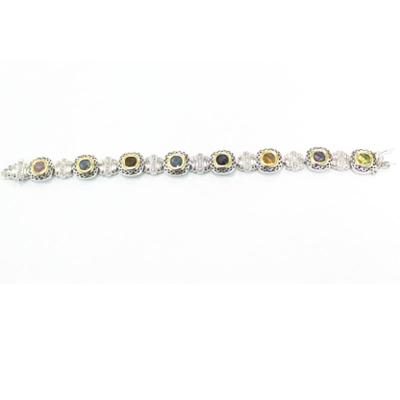 China (B-114) New Style Fashion Jewelry Two Tone Silver Plated Link Bracelet with Cubic Zircon for sale