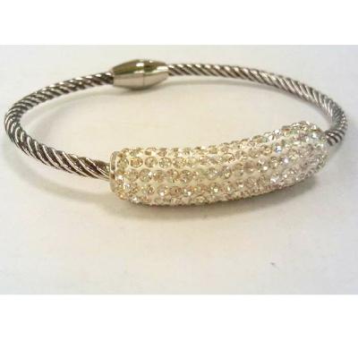 China (B-110) New Style Jewelry Silver Plated Cable Bracelet Pave Cubic Zircon for sale