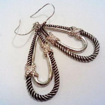China (E-35) Designer Jewelry High Quality Silver Plated Pave Cubic Zircon Dangle Earrings for sale