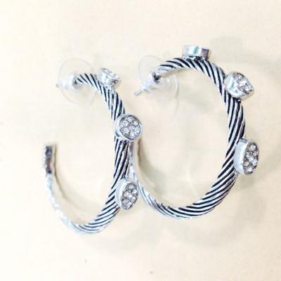 China (E-37) Designer Jewelry High Quality Silver Plated Hoop Earrings with Cubic Zircon for sale