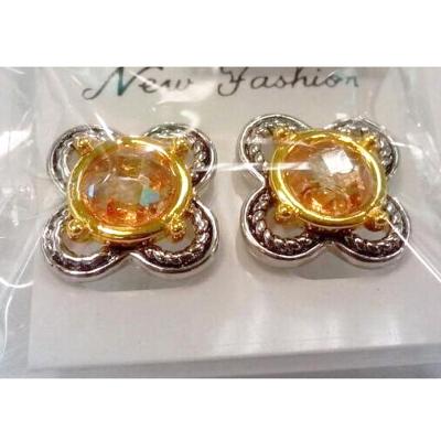 China (E-67)Fashion Jewelry Two Tone Gold and Silver Plated Citrine Stud Earrings for sale