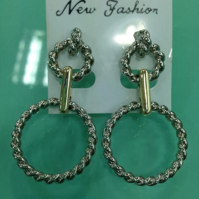 China (E-53) Free Shipping Fashion Jewelry Silver Plated Loop Cable Dangle Earrings for sale
