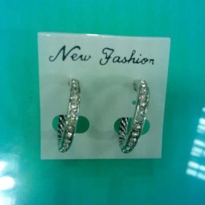 China (E-55)Fashion Jewelry Silver Plated Pave White Hoop Earrings for sale