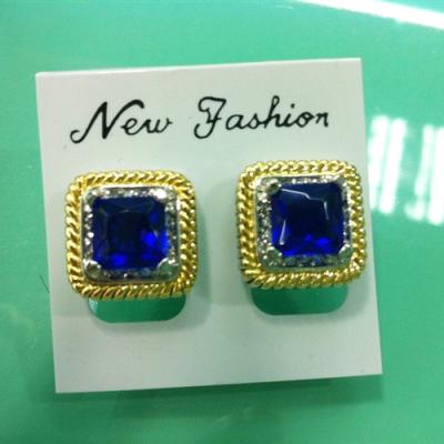 China (E-41)New Women Jewelry Fashion Gold Plated Square Blue Cubic Zircon Stud Earrings for sale