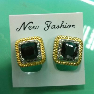 China (E-43)New Women Jewelry Fashion Gold Plated Square Black Cubic Zircon Stud Earrings for sale