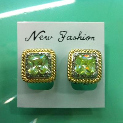 China (E-42)New Women Jewelry Fashion Gold Plated Square Green Cubic Zircon Stud Earrings for sale
