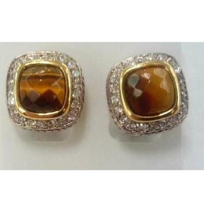 China (E-49) Women Fashion Jewelry Cubic Zircon Stud Earrings with Rhodium Plated for sale