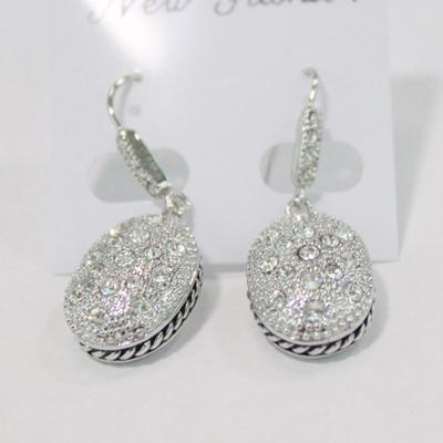 China (E-50)Women Fashion Jewelry Silver Plated Pave Cubic Zircon Dangle Earrings for sale