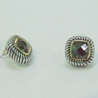 China (E-48)Fashion Jewelry Square Black Cubic Zircon Stud Earrings with Rhodium Plated for sale