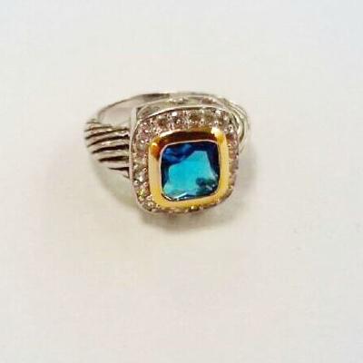 China (R-52) Women's Jewelry New Style Fashion Silver Plated Blue Cubic Zircon Ring for sale