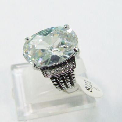 China (R-60) Fashion Women Designer Jewelry Silver Plated Ring with White Topaz Cubic Zircon for sale