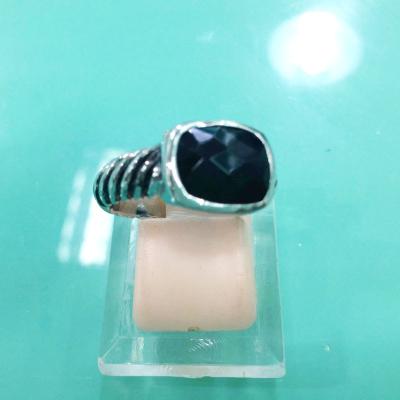 China (R-30) Women Fashion Jewelry Black Onyx Cubic Zircon Silver Plated Ring for sale