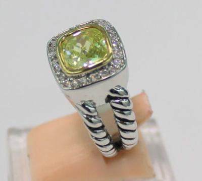 China (R-47)Women Jewelry Silver Ring with 7mm Created Green Cubic Zircon for sale