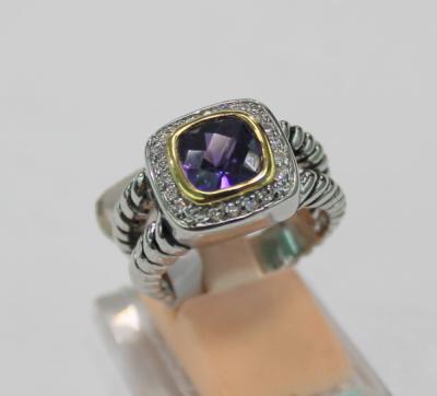 China (R-31)Women Jewelry Silver Ring with 7mm Created Amethyt Cubic Zircon for sale