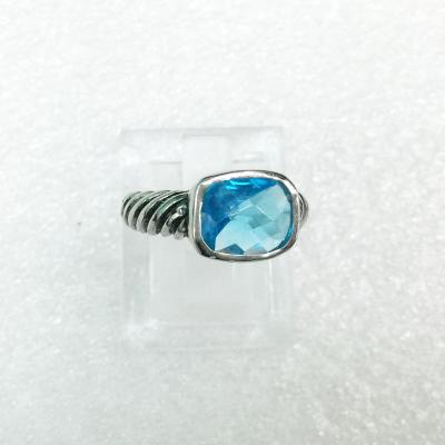 China (R-27) Women Fashion Jewelry Blue Topaz Cubic Zircon Silver Plated Ring for sale