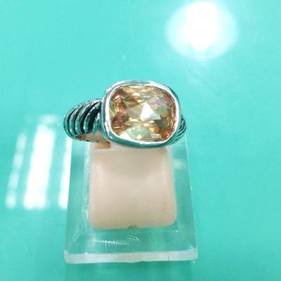 China (R-17) Women Fashion Jewelry Champagne Cubic Zircon 925 Silver Ring for sale
