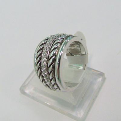 China (R-58) Designer Women's Fashion Jewelry Pave Clear Cubic Zircon Band Ring for sale