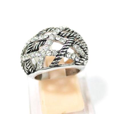 China (R-46)  New Style Designer Jewelry Silver Plated Pave Clear Cubic Zircon Crossover Rin for sale