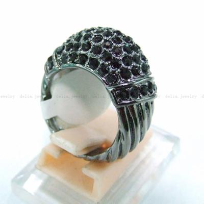 China (R-14)New Style Jewelry Women Fashion Pave Black Cubic Zircon 925 Silver Ring for sale