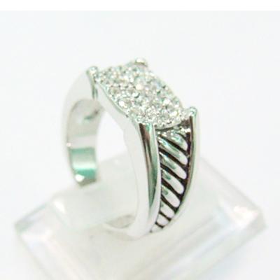 China (R-012) New Style Designer Fashion Jewelry Unisex Ring Pave Cubic Zircon and Silver Plated for sale