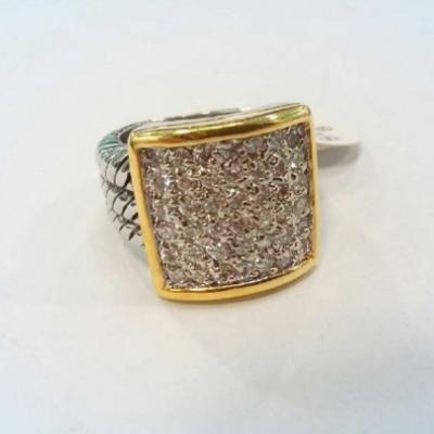 China (R-81)New Style Fashion Jewelry Two Gold Plated Pave Clear Cubic Zircon Ring for sale