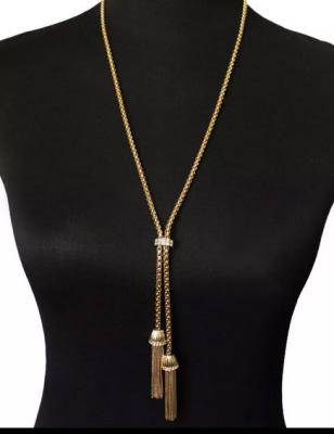 China (N-57)Women's Jewelry Gold Plated Sweater Chain with Braid Pendant Necklace for sale