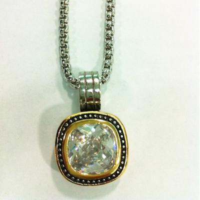 China (N-60) Designer Jewelry Two tone Gold Plated Cubic Zircon Pendant Necklace for sale