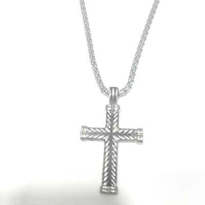 China (N-30) Fashion Jewelry 925 Silver Box Chain with Cross Pendant Necklace18 inches for sale