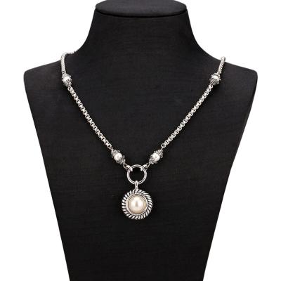 China (N-11) Fashion Designer Jewelry Pearl Cable Pendant Necklace with Box Chain for sale