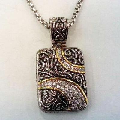 China (N-89) Women's Fashion Silver Plated Jewelry Cubic Zircon Tag Pendant Necklace for sale