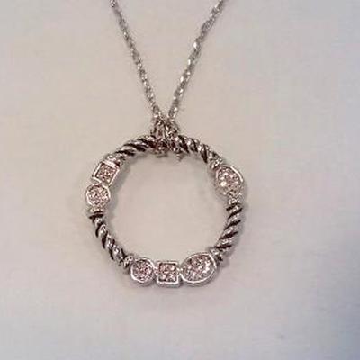 China (N-85) Women's Fashion Jewelry Silver Plated Pave Rhinestone Charm Necklace 18 inches for sale