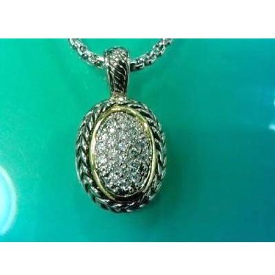 China (N-87) Women's Fashion Jewelry Silver Plated Cubic Zircon Oval Pendant Necklace for sale