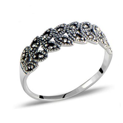 China 925 Vintage Sterling Silver Band Ring with Marcasite (022236C) for sale