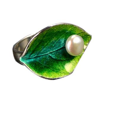China Fashion Women 925 Sterling Silver Colorful Enamel Ring with Pearl (R6050601) for sale