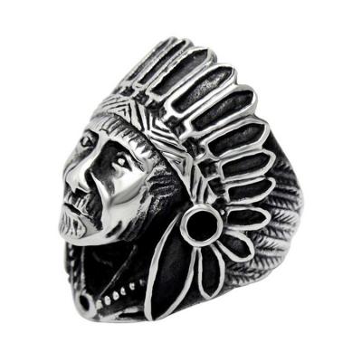 China Vintage Old Titanium Stainless Steel Men's Ring Engrave Indian (SA387) for sale