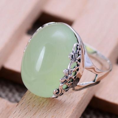 China Retro Design Women Thai 925 Sterling Silver Natural Chalcedony Ring (XH036181W) for sale