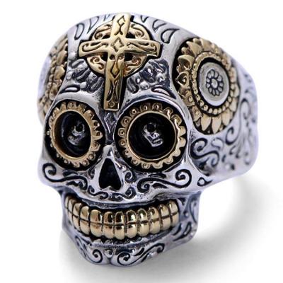 China Mens Two Tone 925 Silver Skull Ring Retro Vintage Jewelry (XH052248W) for sale