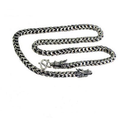 China Mens Retro Vintage Dragon Sterling Silver Chain Necklace 24 inches (041558) for sale