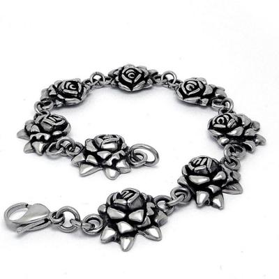 China 925 Silver Plated Titanium Stainless Steel Vintage Old Rose Link Bracelet (CE123) for sale