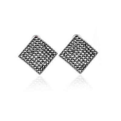 China Thailand Silver Pave Marcasite Stud Earrings Women's Vintage Jewelry (E11063) for sale